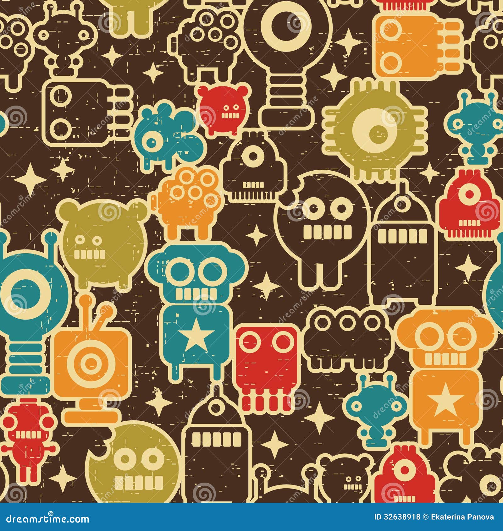 Robot on brown. stock vector. Illustration of funky, imagination - 32638918