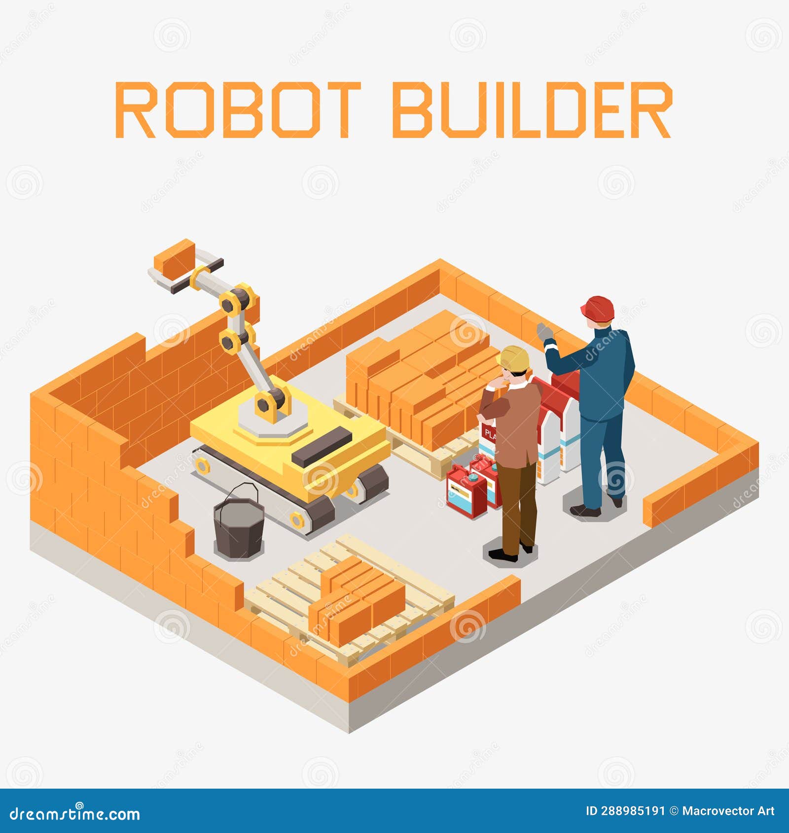 Robot Builder Line Icon Cartoon Vector | CartoonDealer.com #340793691
