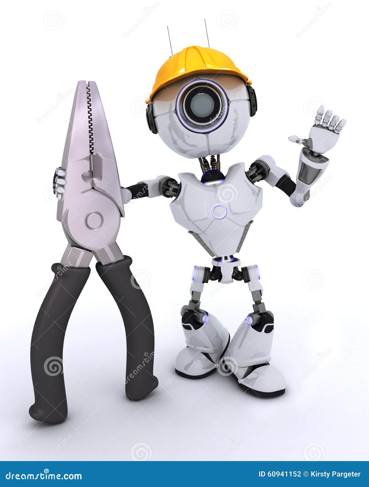 Robot builder with pliers stock illustration. Illustration of future ...