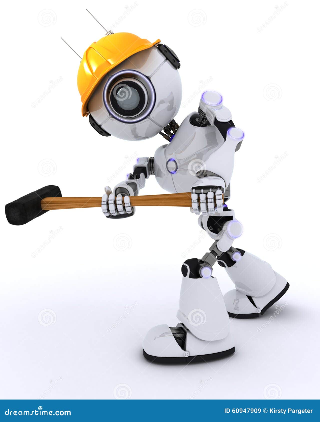 Robot Builder with a Sledgehammer Stock Illustration - Illustration of ...