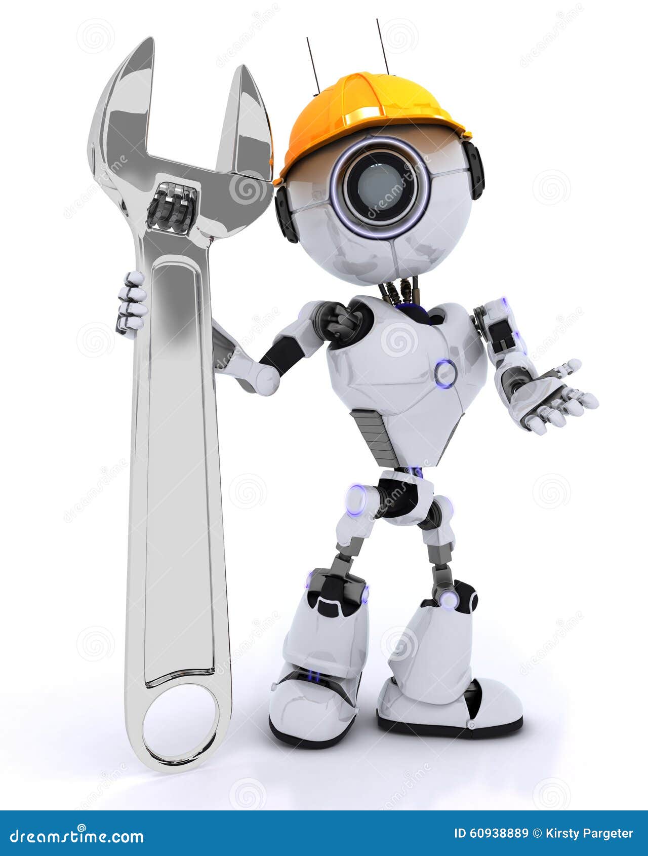 Robot Builder with a Wrench Stock Illustration - Illustration of tool ...