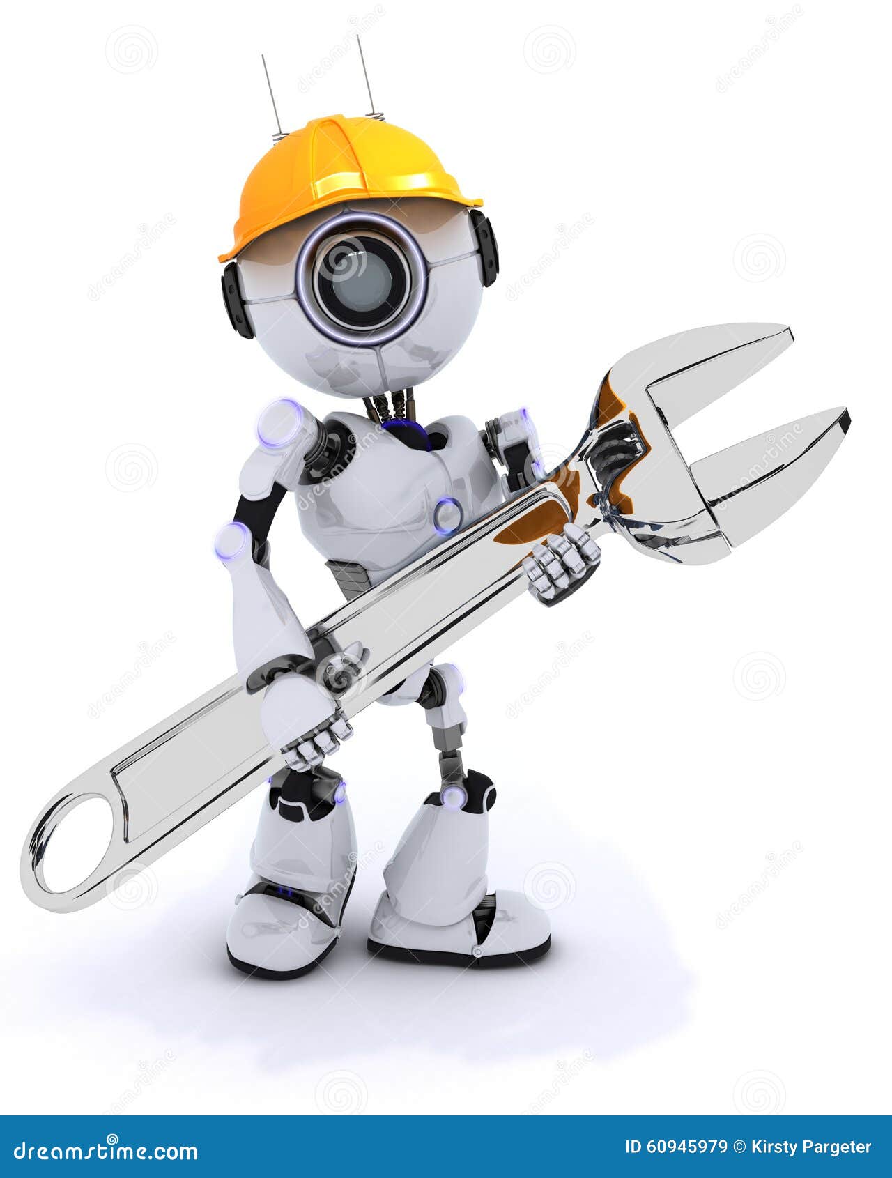 Robot Builder with a Wrench Stock Illustration - Illustration of ...