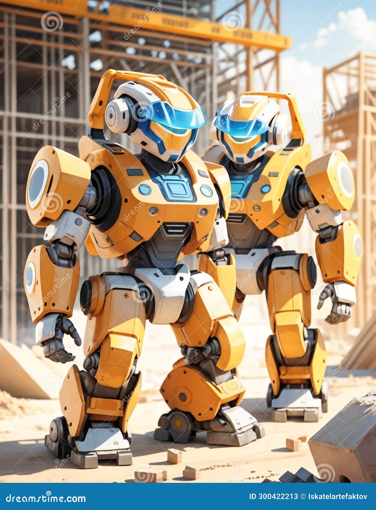 Robot Builders Work on a Construction Site with Tools. Made with AI ...