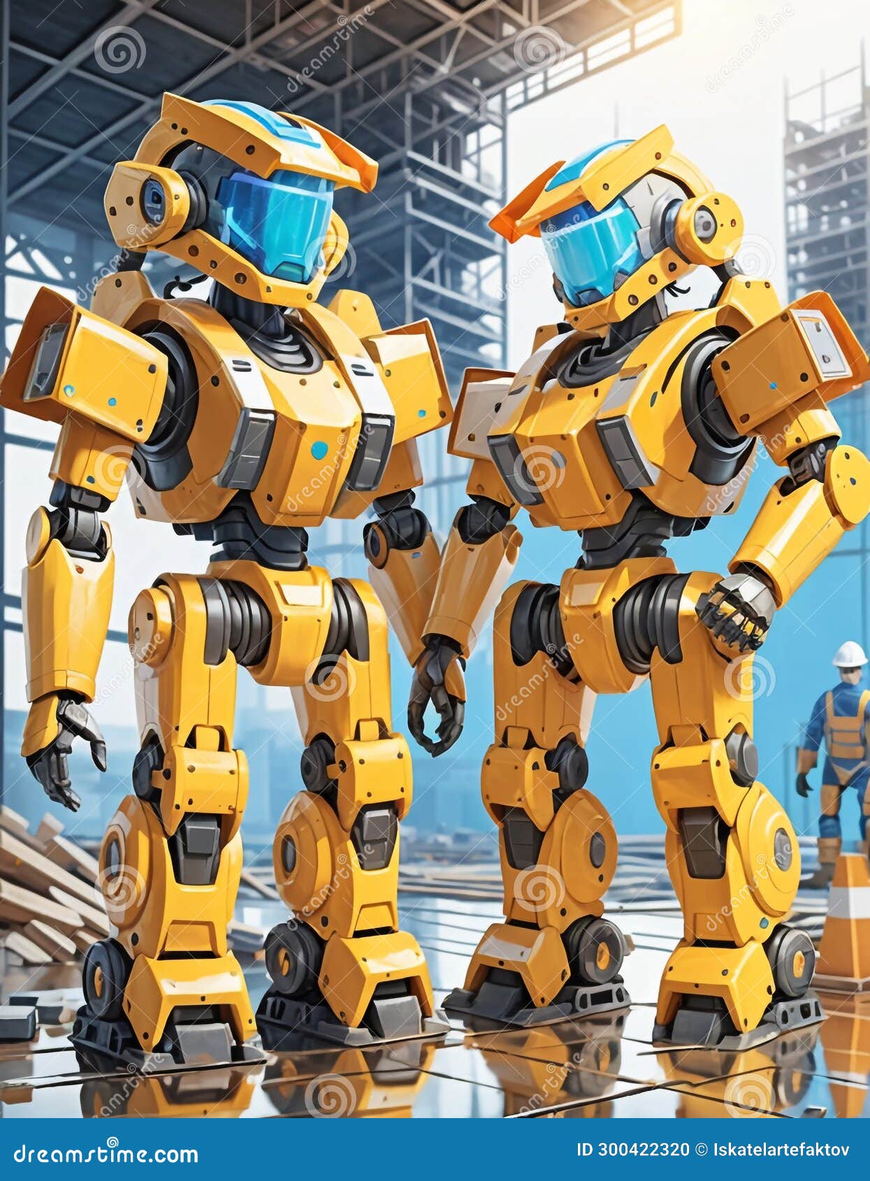 Robot Builders Work on a Construction Site with Tools. Made with AI ...