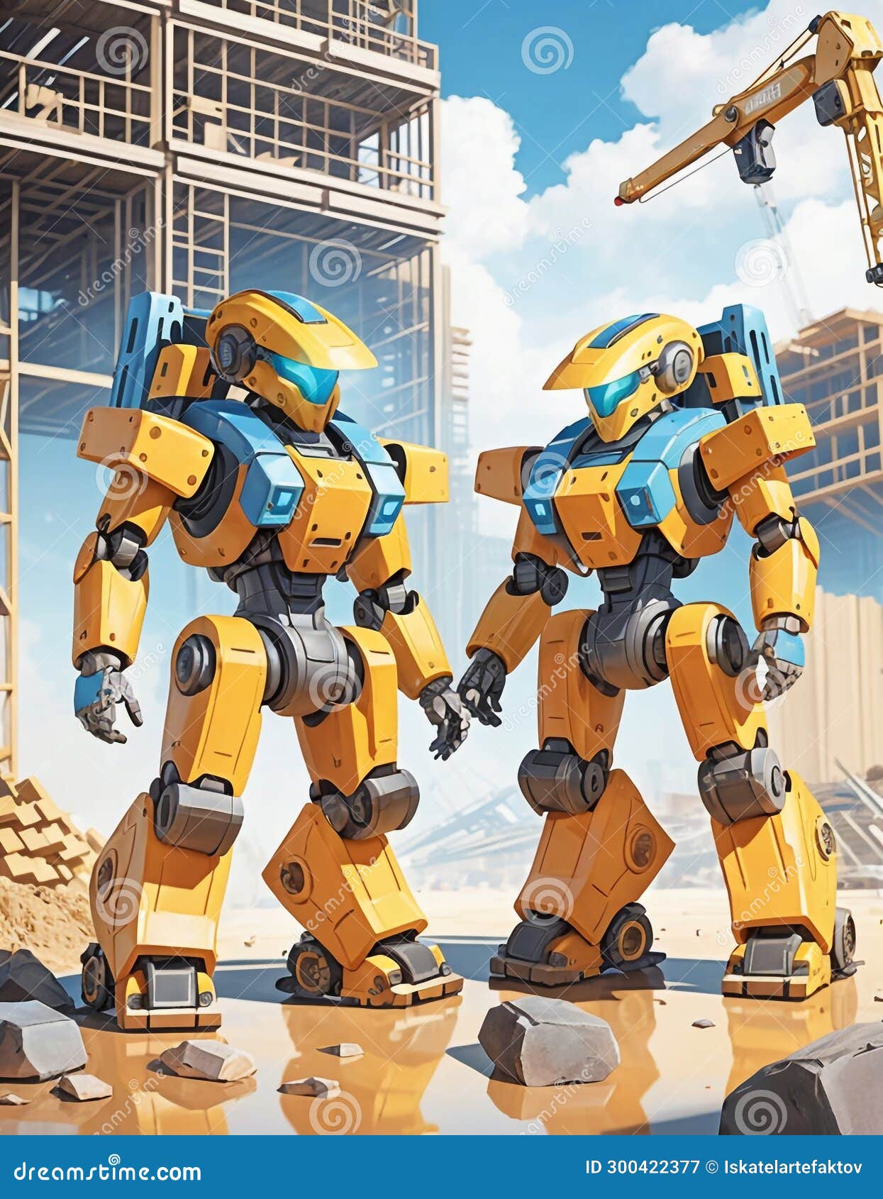 Robot Builders Work on a Construction Site with Tools. Made with AI ...