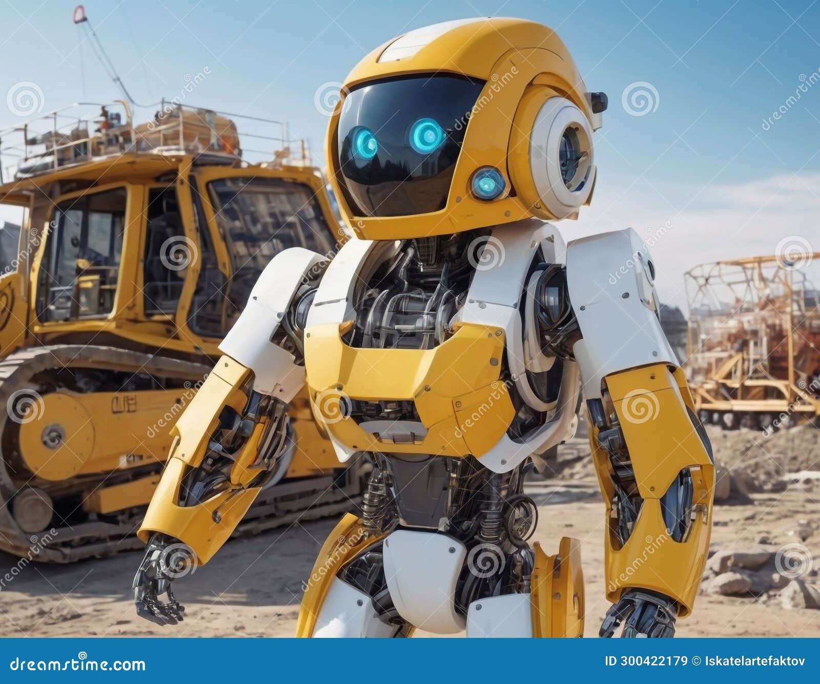 Robot Builders Work on a Construction Site with Tools. Made with AI ...