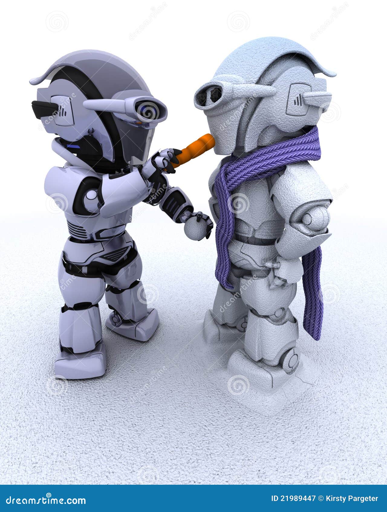 Robot building a snowman stock illustration. Illustration of snowman ...