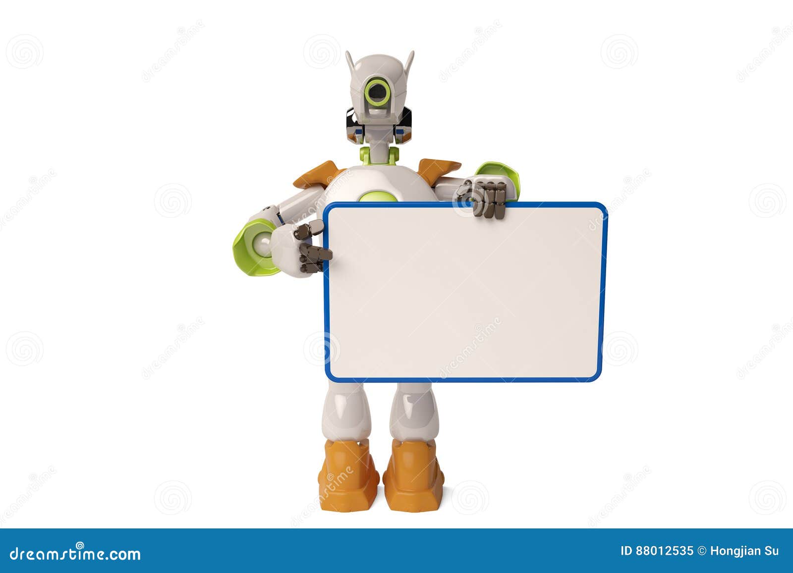 Robot and Bulletin Board,3D Illustration. Stock Illustration ...