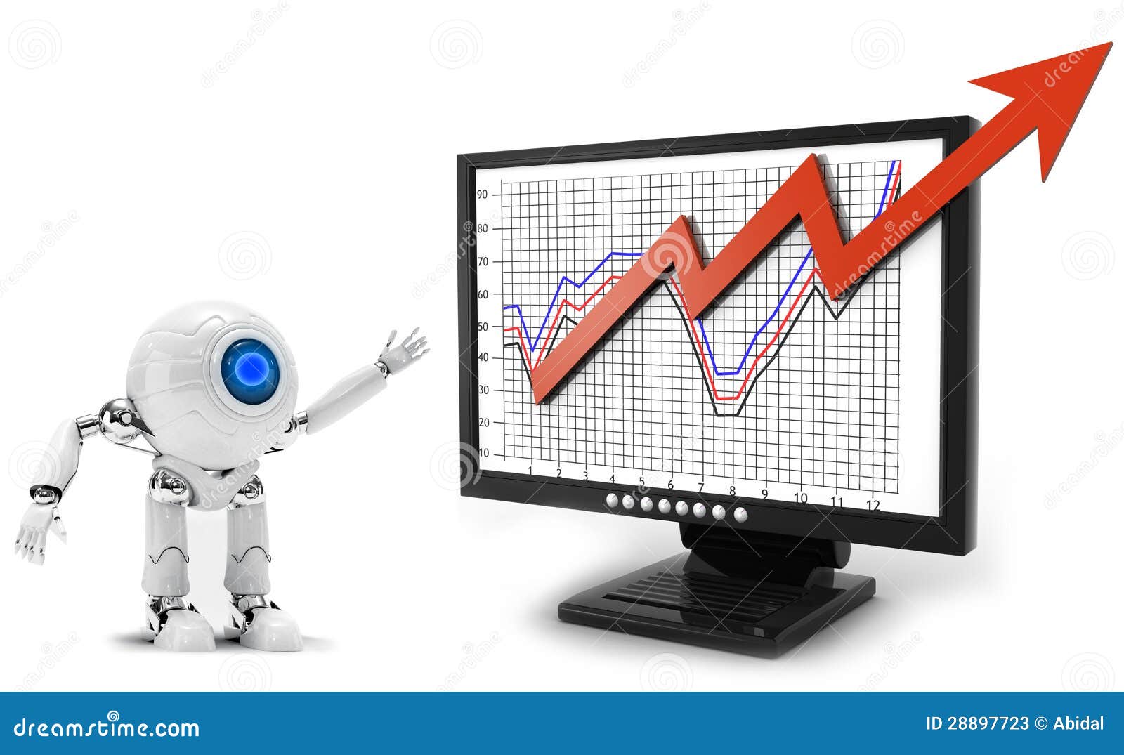 Robot business graph stock illustration. Illustration of analysis ...