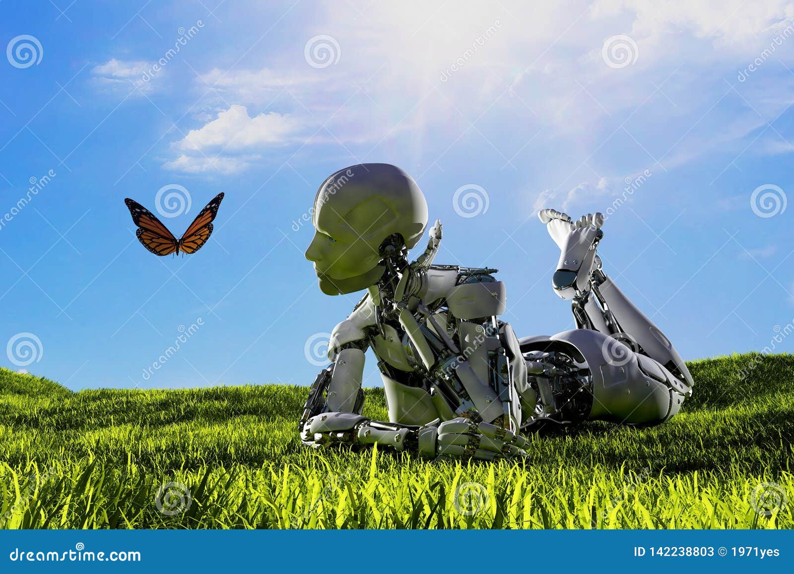 Robot stock illustration. Illustration of butterfly - 142238803