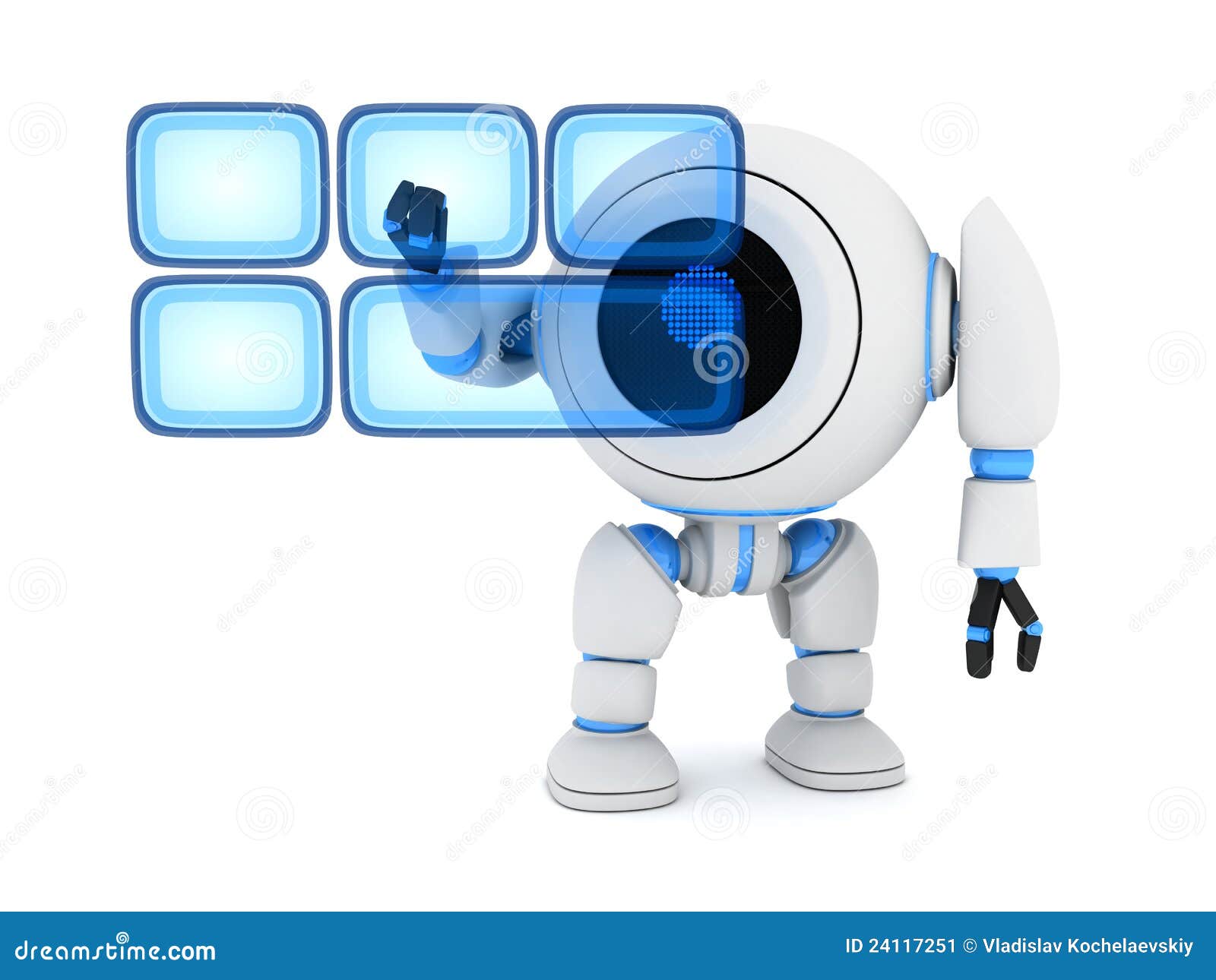 Robot and buttons hologram stock illustration. Illustration of empty ...