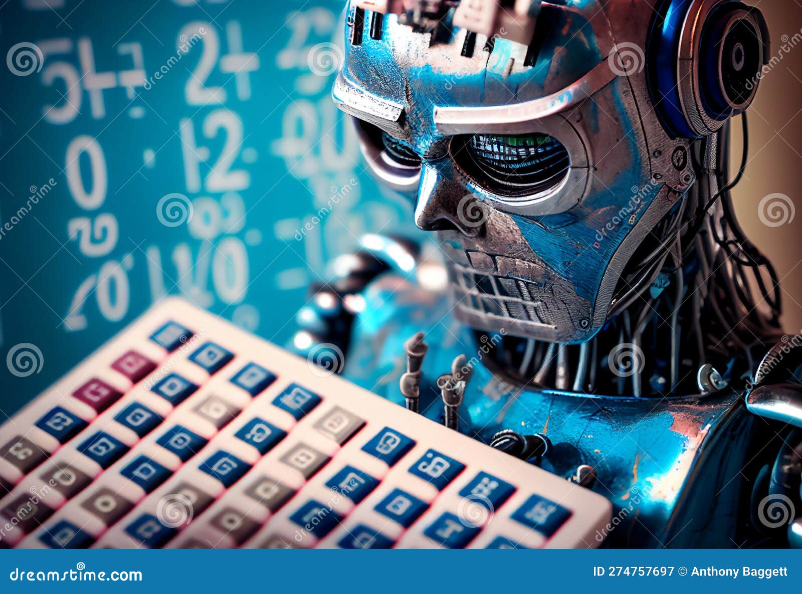Robot with a Calculator Using Weak AI Technology Stock Illustration ...
