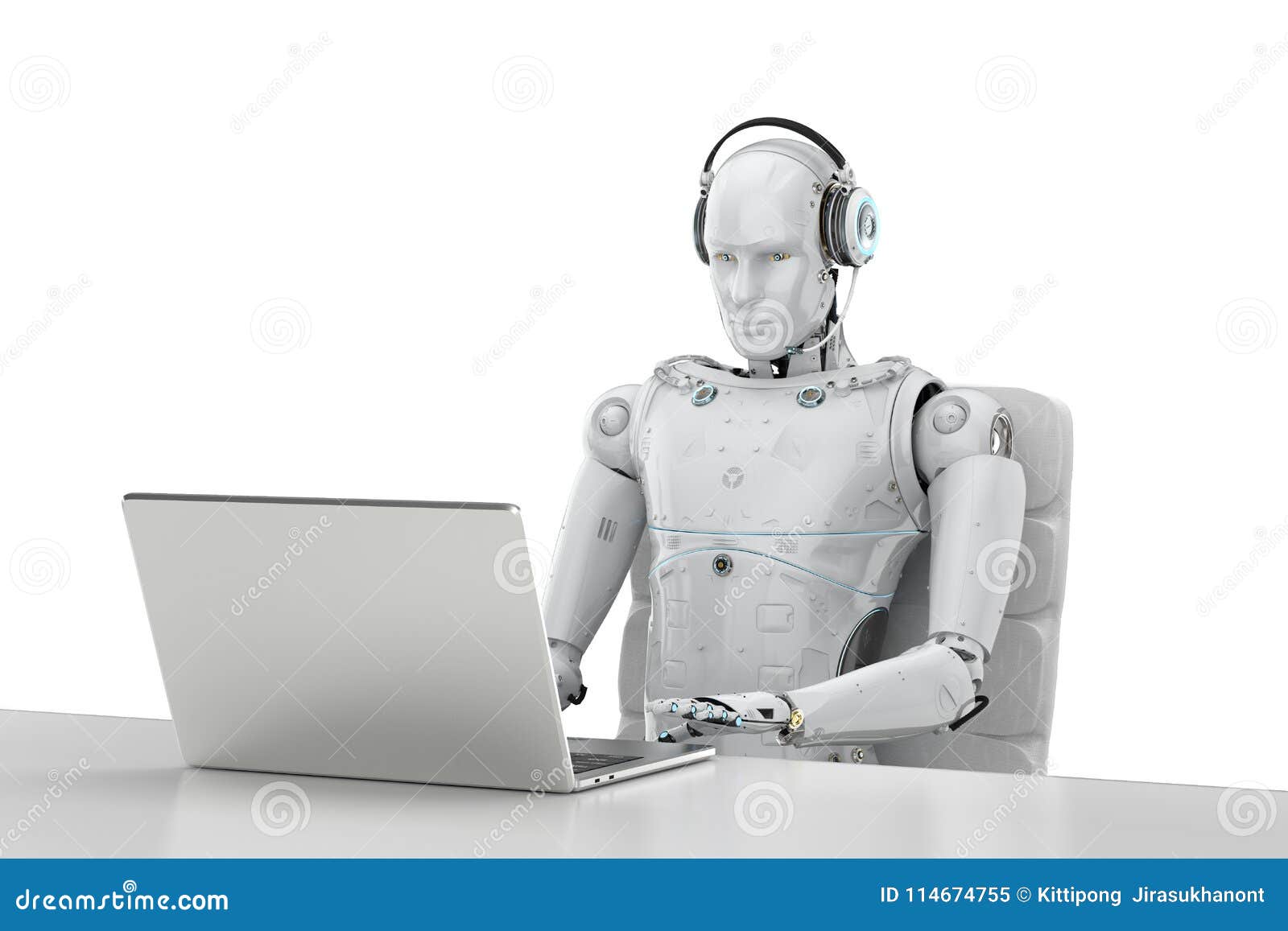 Robot call center stock illustration. Illustration of network - 114674755