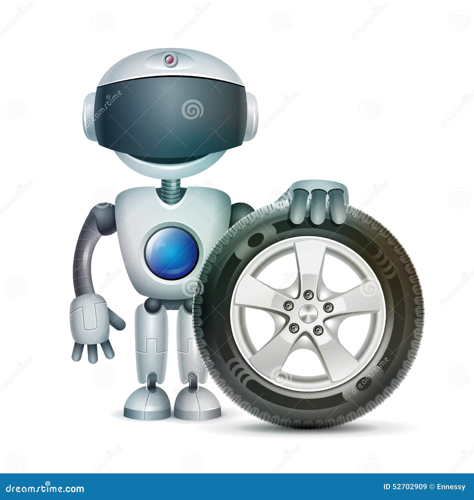 The Robot with a Car Wheel, Vector Stock Vector - Illustration of tire ...