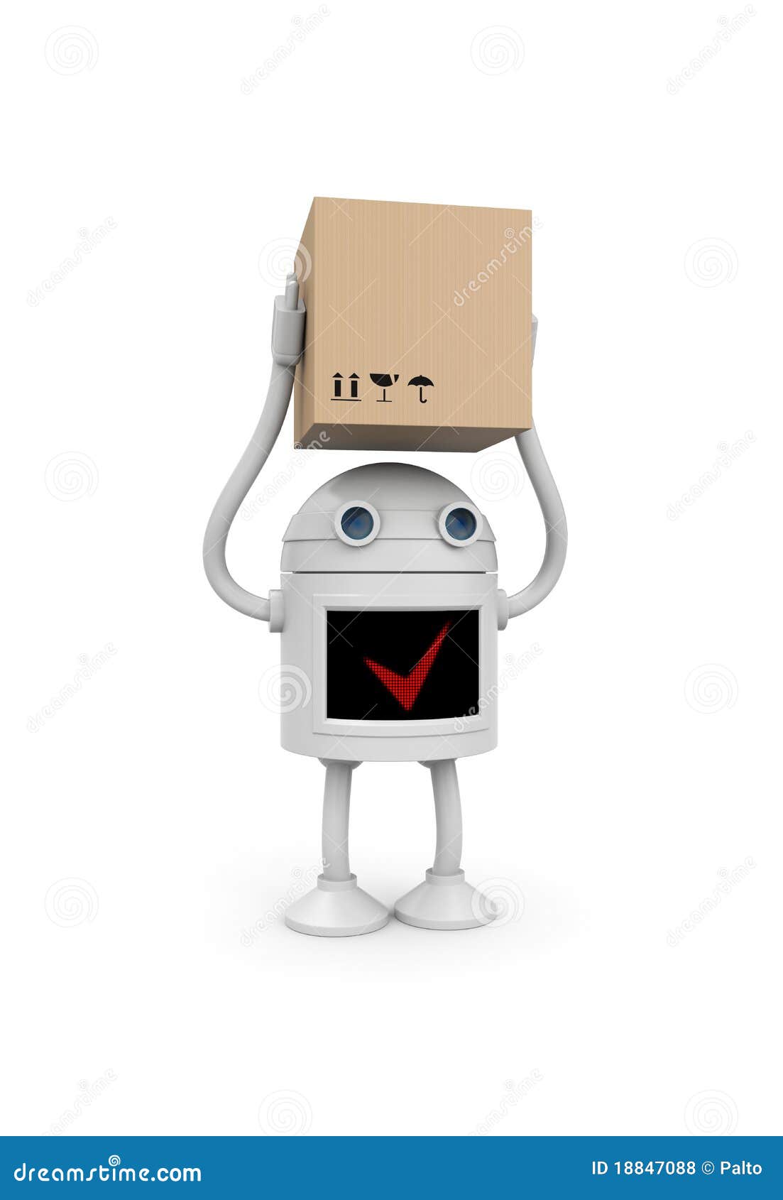 Robot With Cardboard Box Stock Photography | CartoonDealer.com #18847088