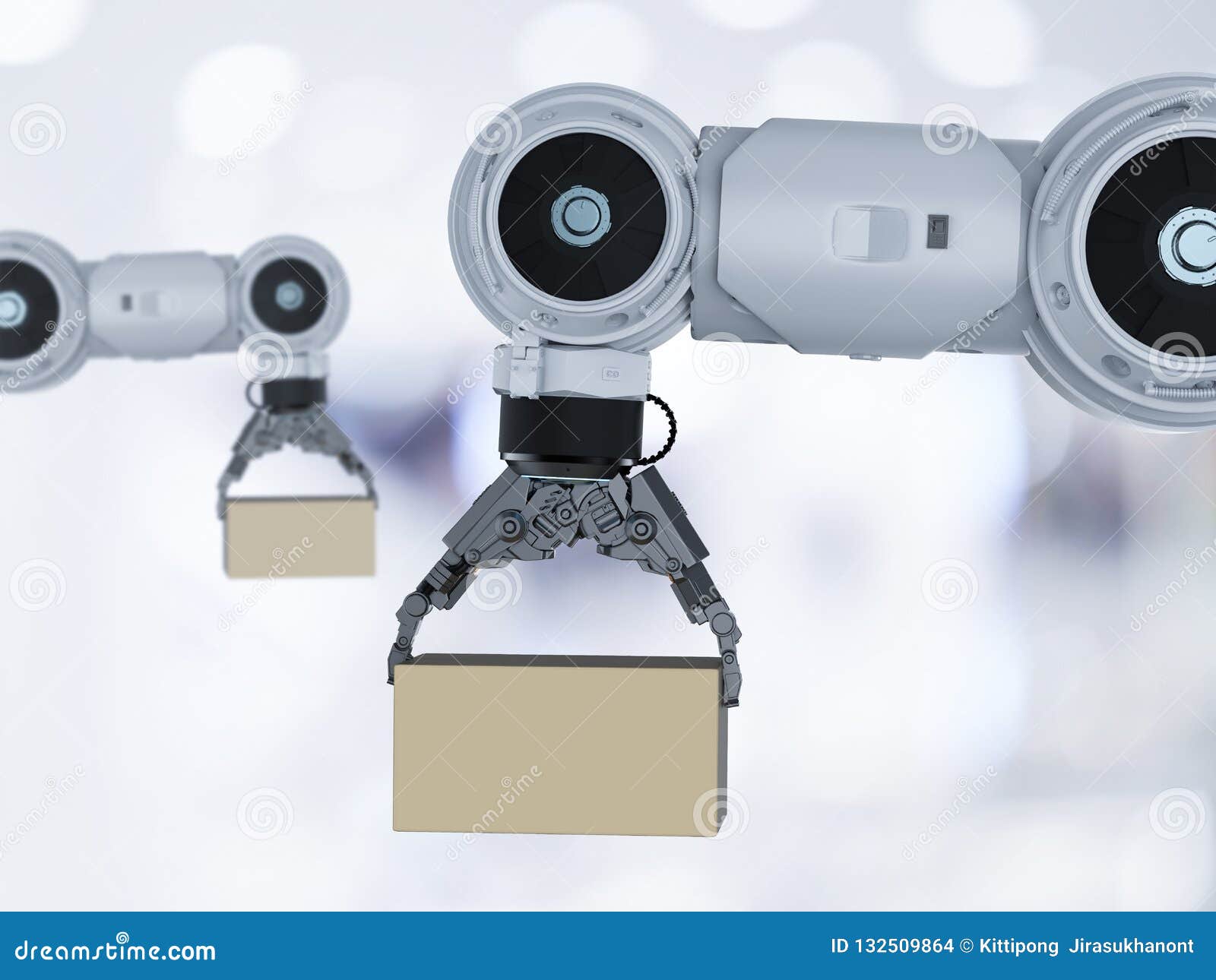 Robot with cardboard box stock photo. Image of engine - 132509864