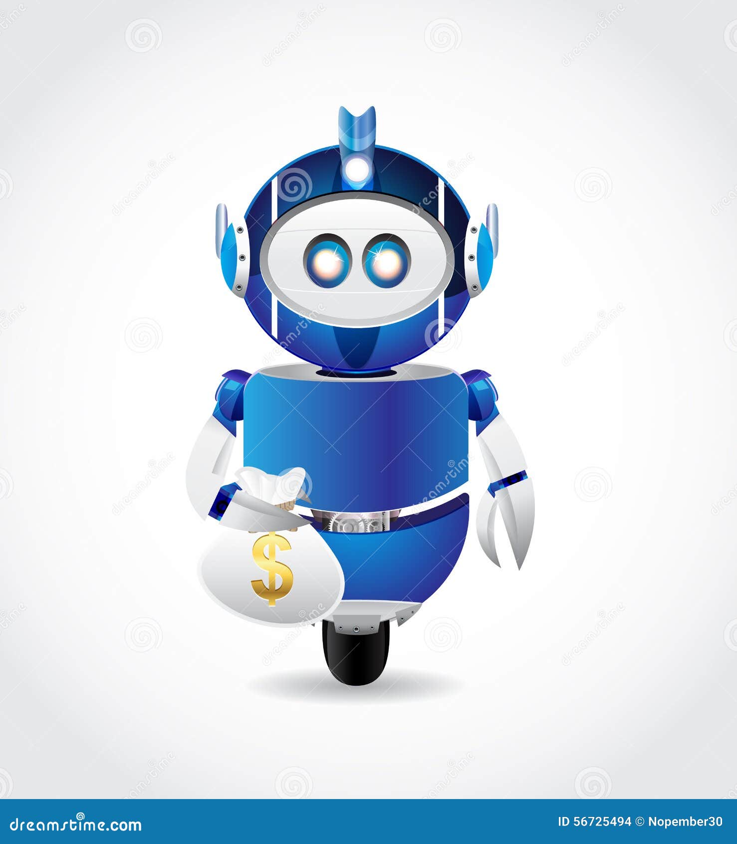 Robot carry money bag stock vector. Illustration of cartoon - 56725494