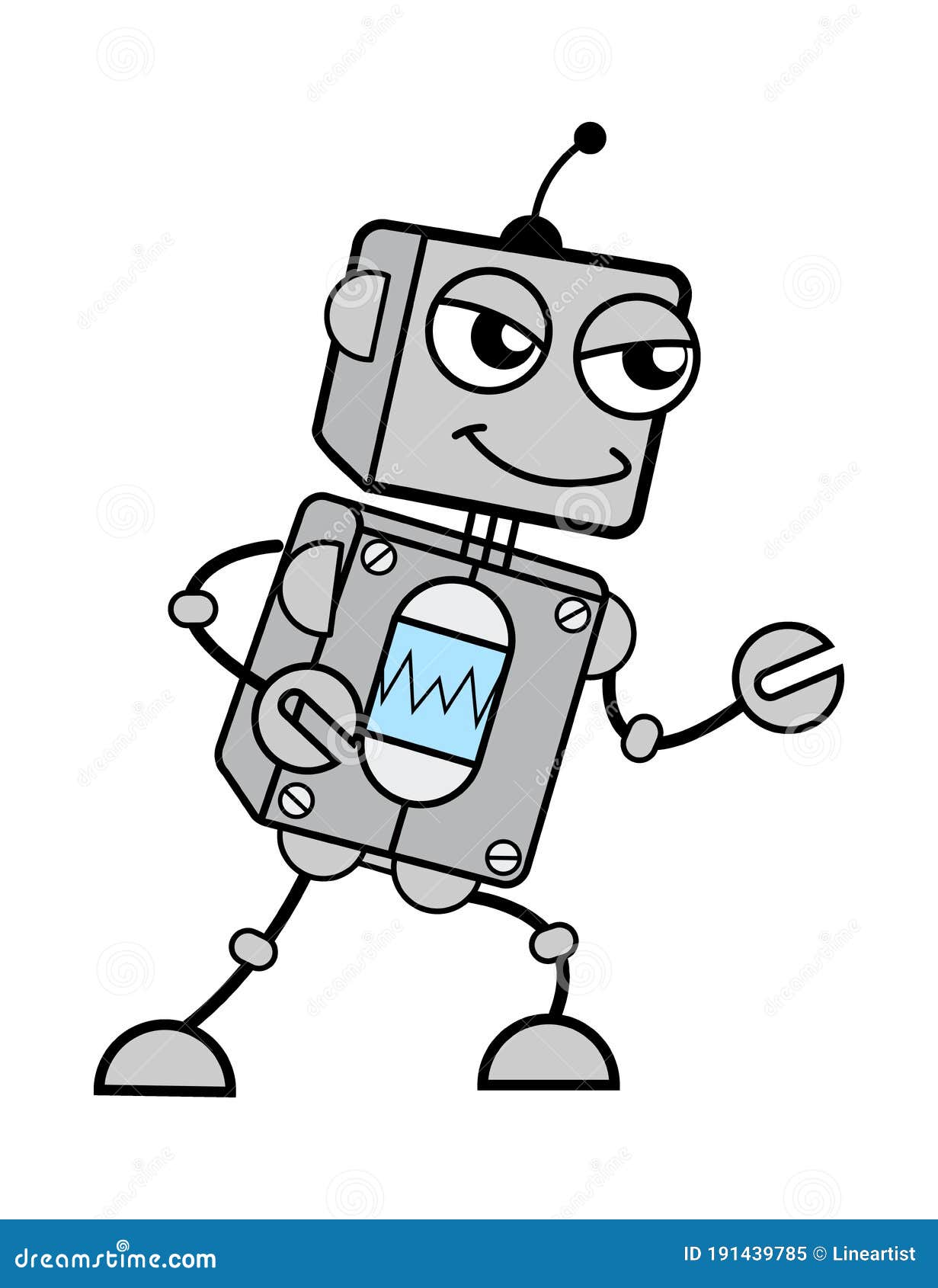 Robot Cartoon Challenging To Fight Stock Illustration - Illustration of ...