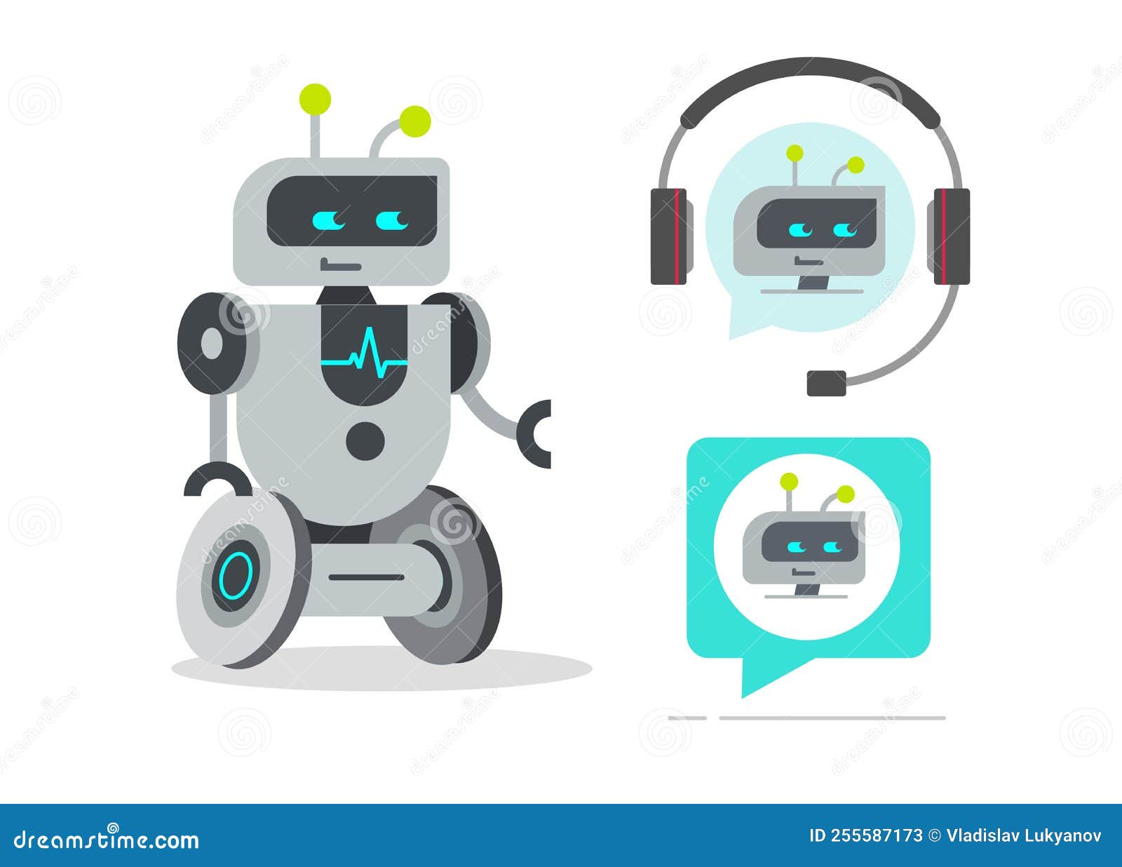Robot Cartoon Character Vector Icon or Chat Bot Chatbot Ai Support Help ...