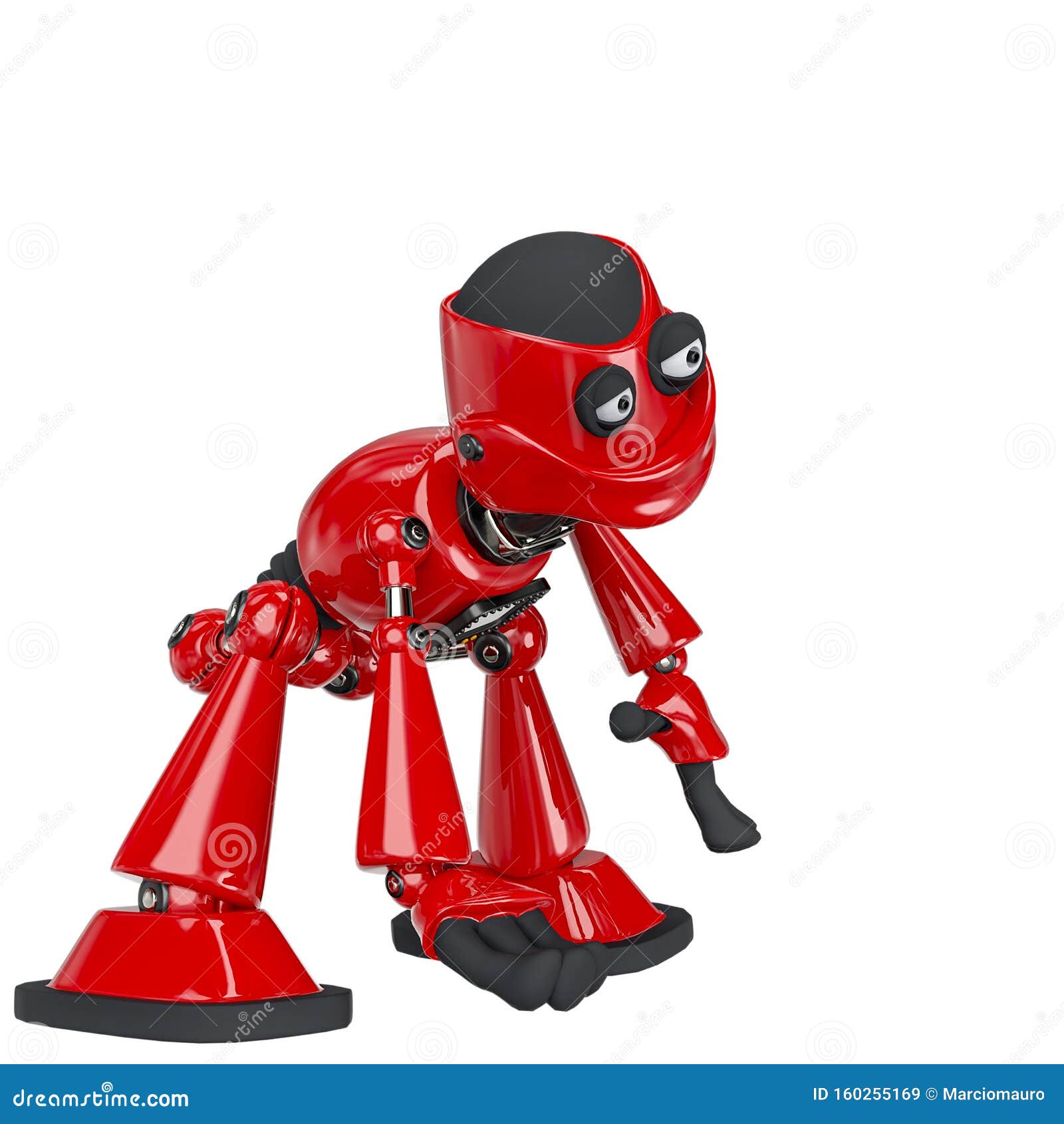 Robot Cartoon Doing a Crouch Pose Stock Illustration - Illustration of ...