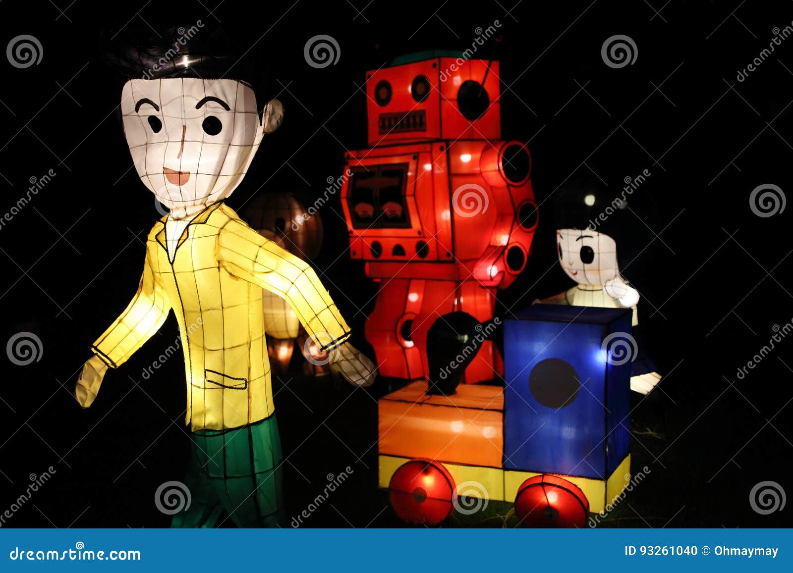 Robot and cartoon lanterns editorial image. Image of robot - 93261040