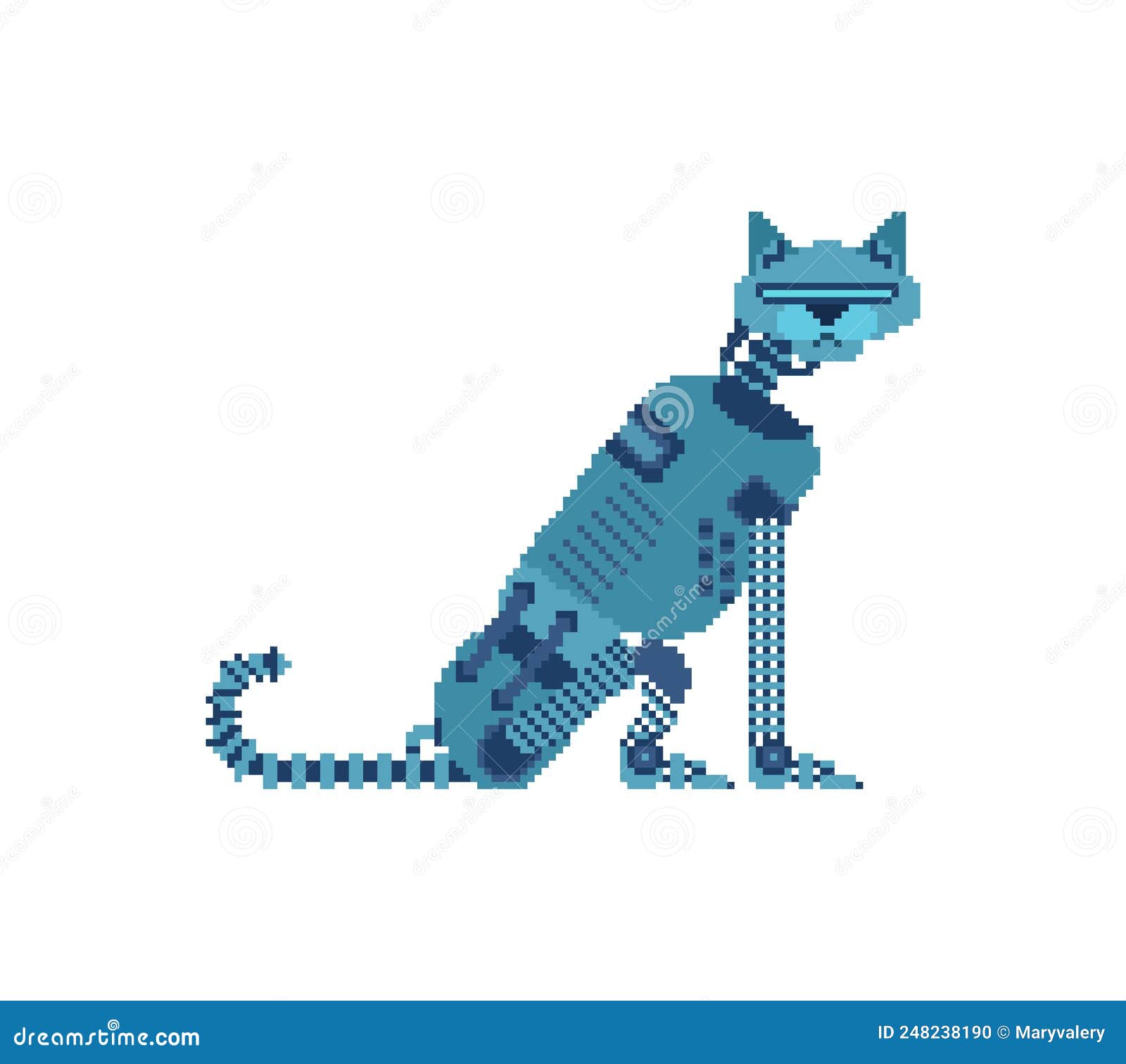 Robot Cat Pixel Art. 8 Bit Cyborg Cat. Pixelated Robotic Iron Pet Stock ...