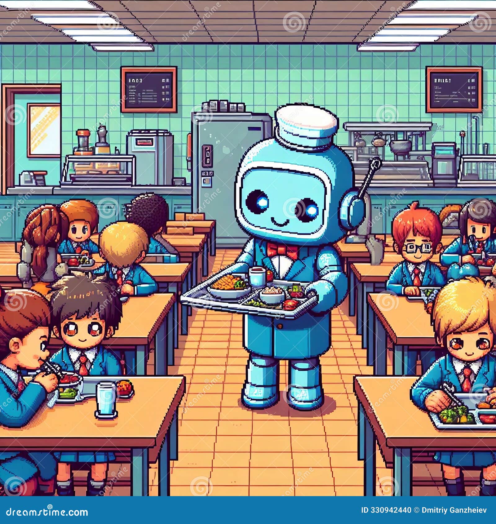 Robot-Catered Lunchtime editorial image. Illustration of cute - 330942440