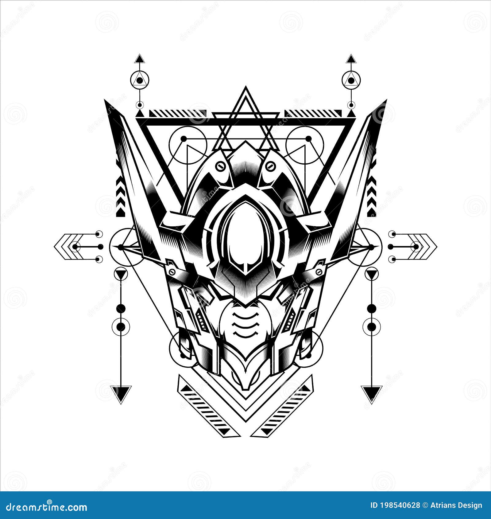 Robot Cell Head Illustration, Can Use for Logo, Gaming Logo, Tshirt ...