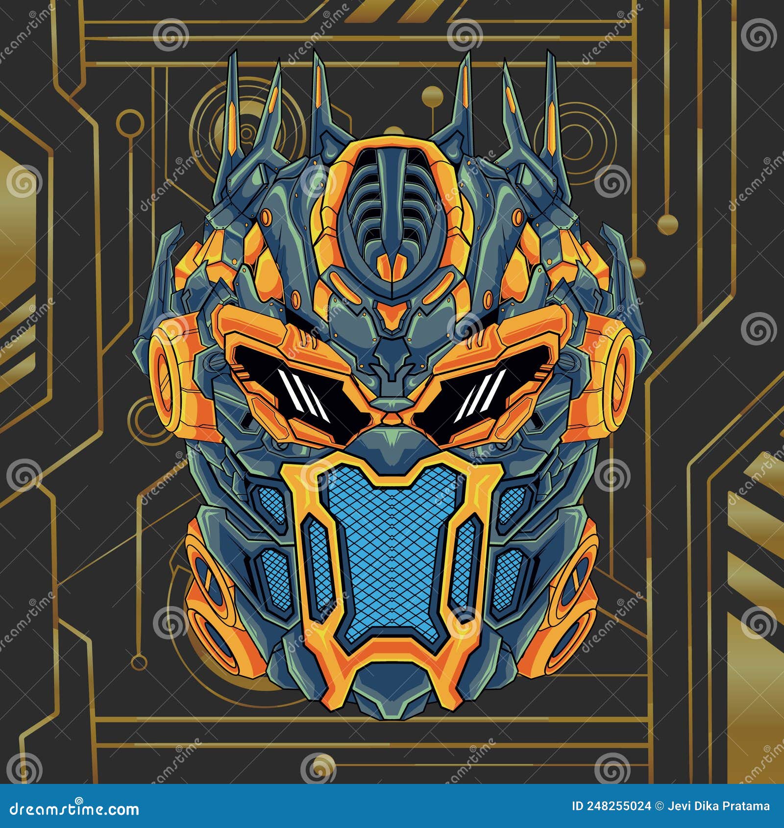 Robot Cell Head Illustration, Can Use for Logo, Gaming Logo, Tshirt ...