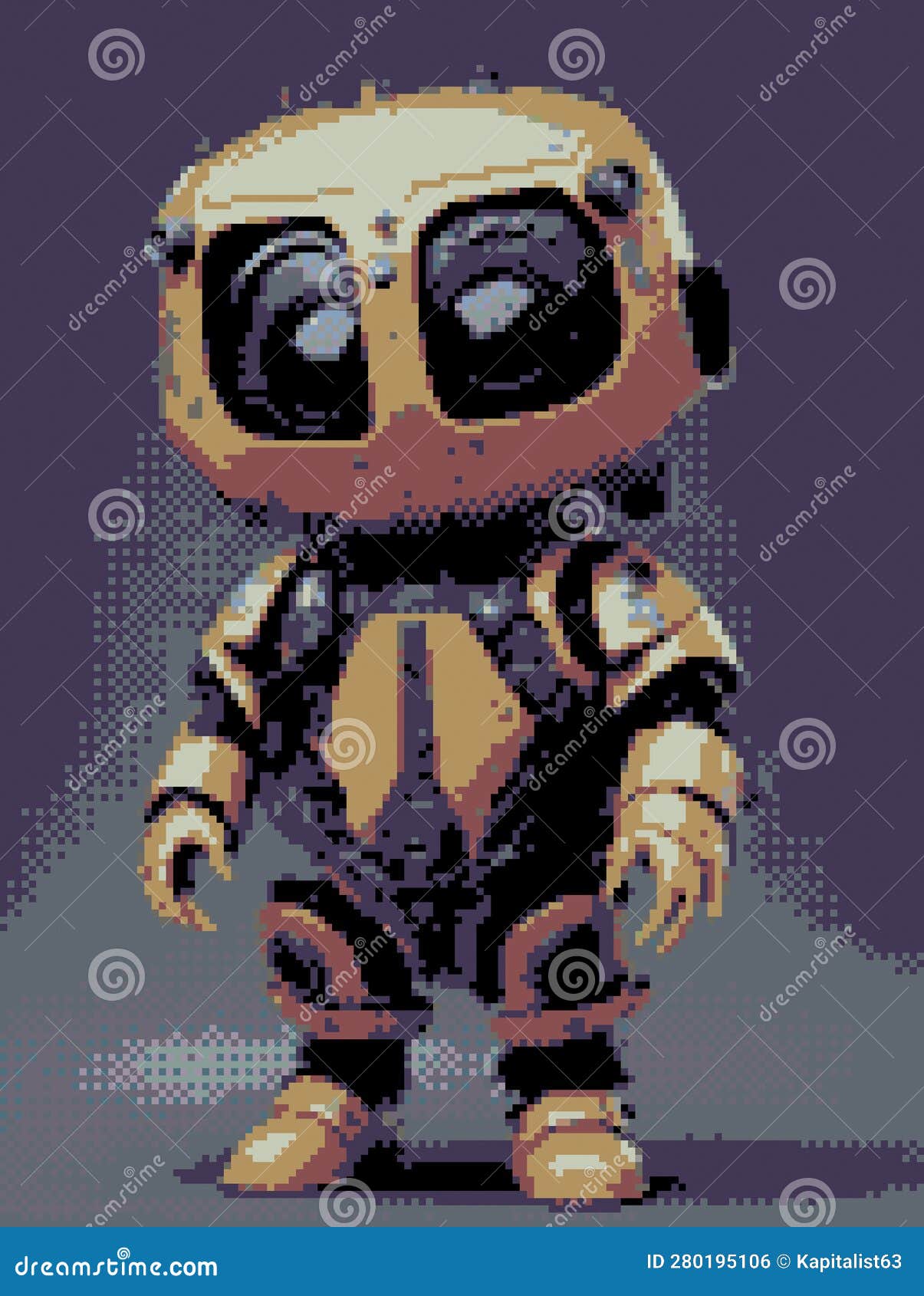 Robot Character in Pixel Art Style. Color Illustration Stock ...