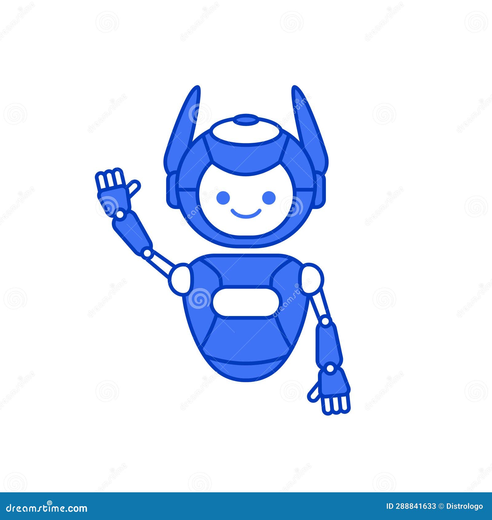 Robot Character Say Hi Hello Vector Illustration. Cute Robot Cartoon ...