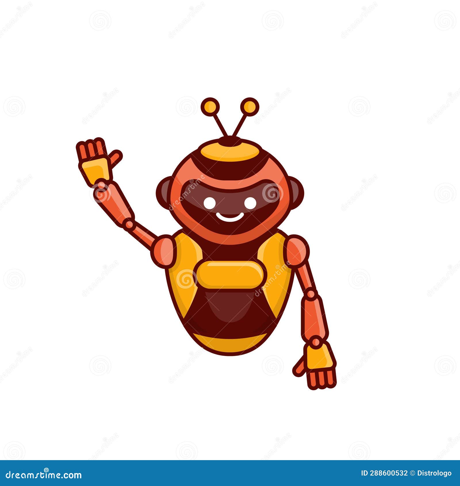 Robot Character Say Hi Hello Vector Illustration. Cute Robot Cartoon ...