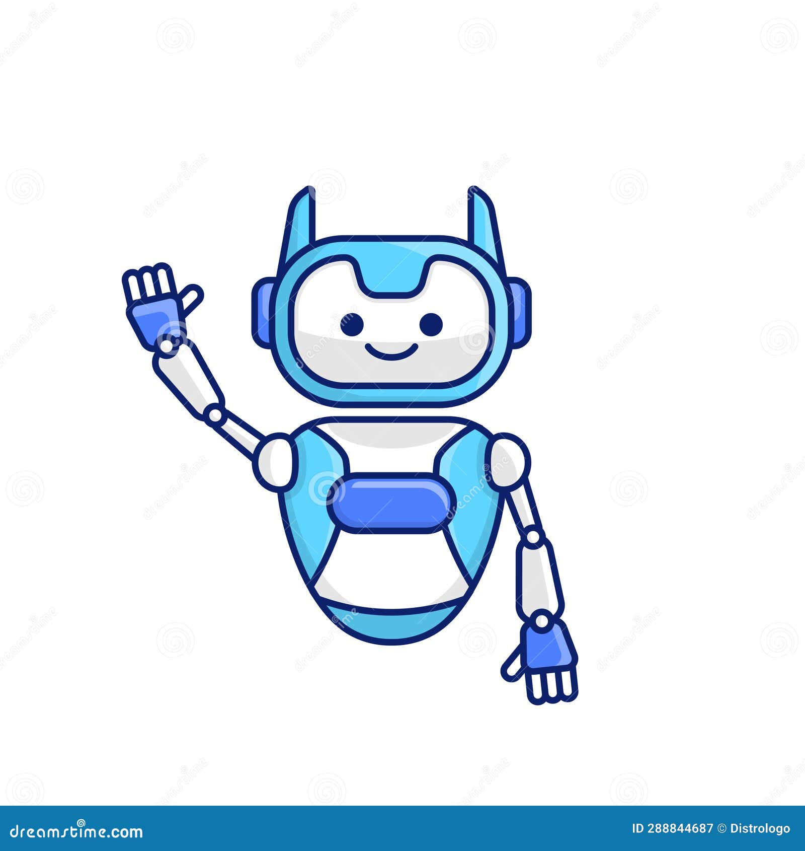 Robot Character Say Hi Hello Vector Illustration. Cute Robot Cartoon ...