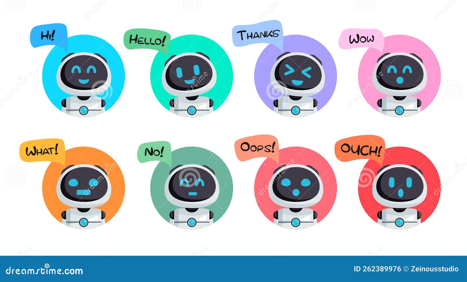 Robot Character Set Vector Design Robots Characters Collection With Happy And Friendly Face
