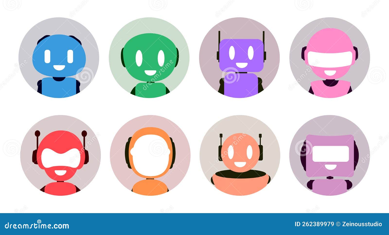 Robot Character Vector Set Design Robots And Mascot Character Collection Stock Vector