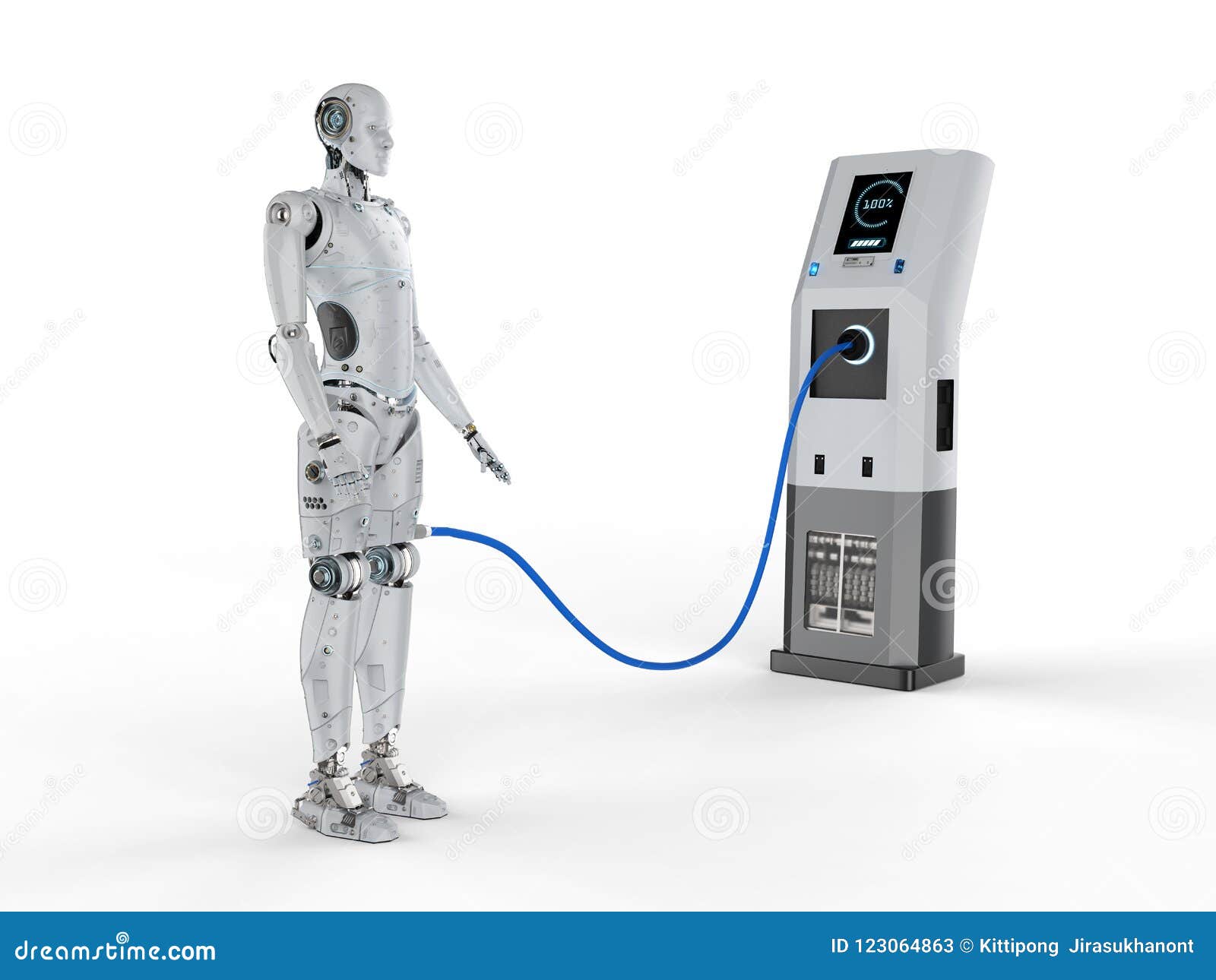 Robot charge at station stock illustration. Illustration of green ...