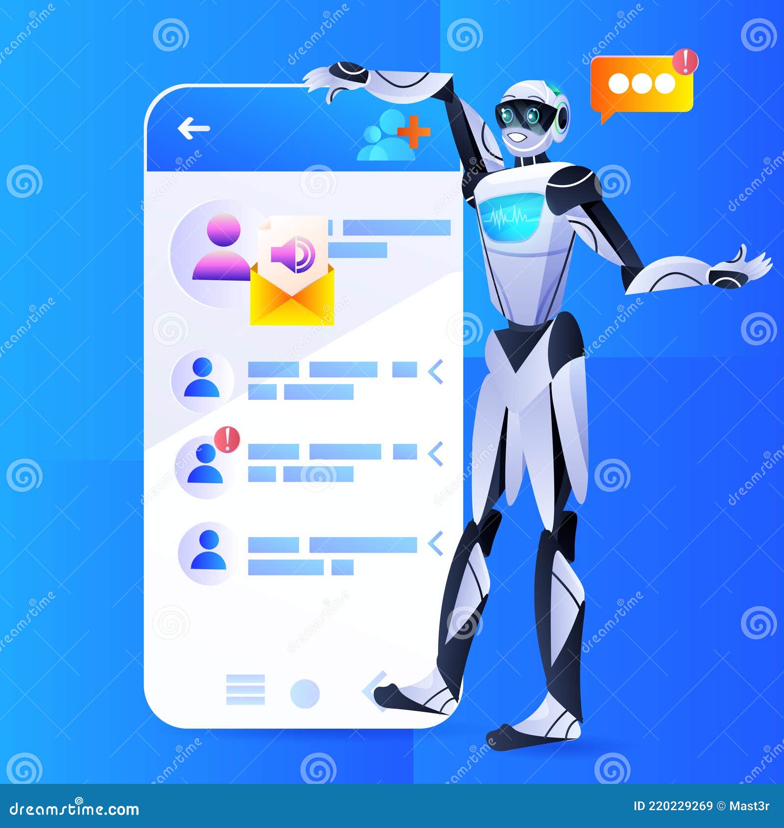 Robot Chatbot Assistant Using Mobile Messenger App Speech Bubble Online ...