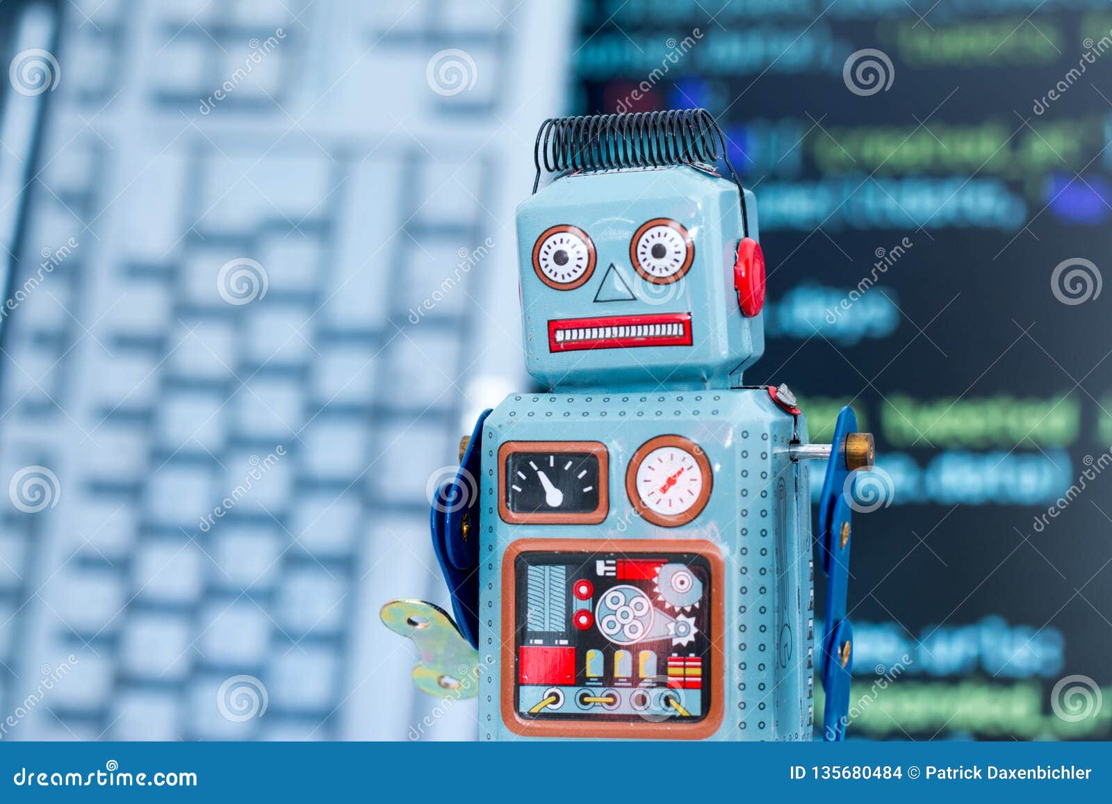 Symbol for a Chatbot or Social Bot and Algorithms, Program Code in the ...