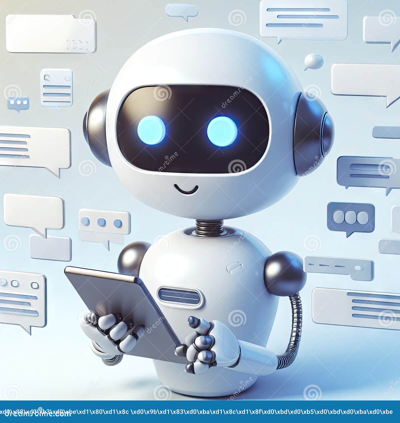 The Robot Chats on a Tablet. Ai Generative Stock Illustration ...