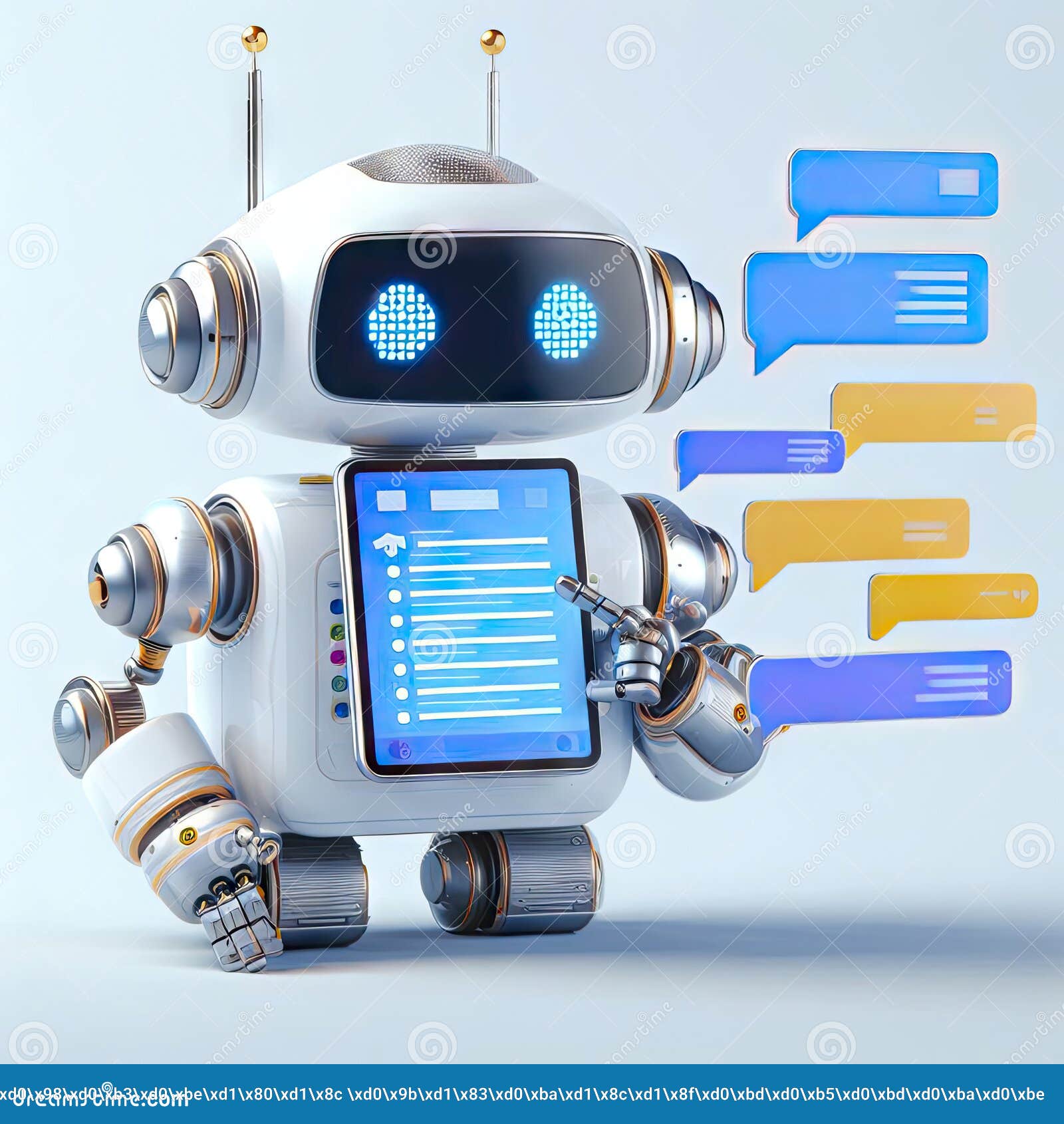 The Robot Chats on a Tablet. Ai Generative Stock Illustration ...