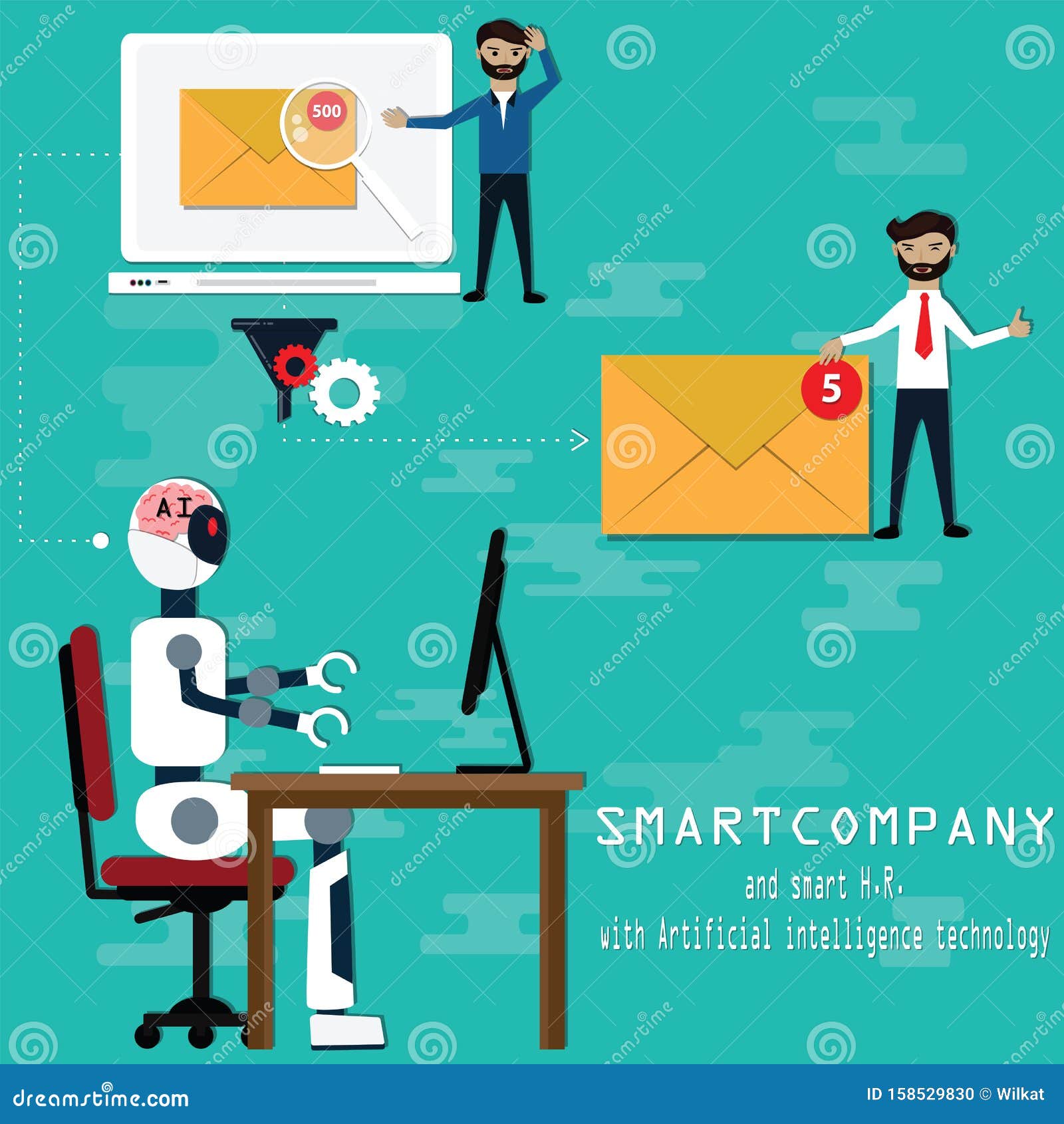 Robot Checking Brain Testing Result With Computer Interface. Stock ...