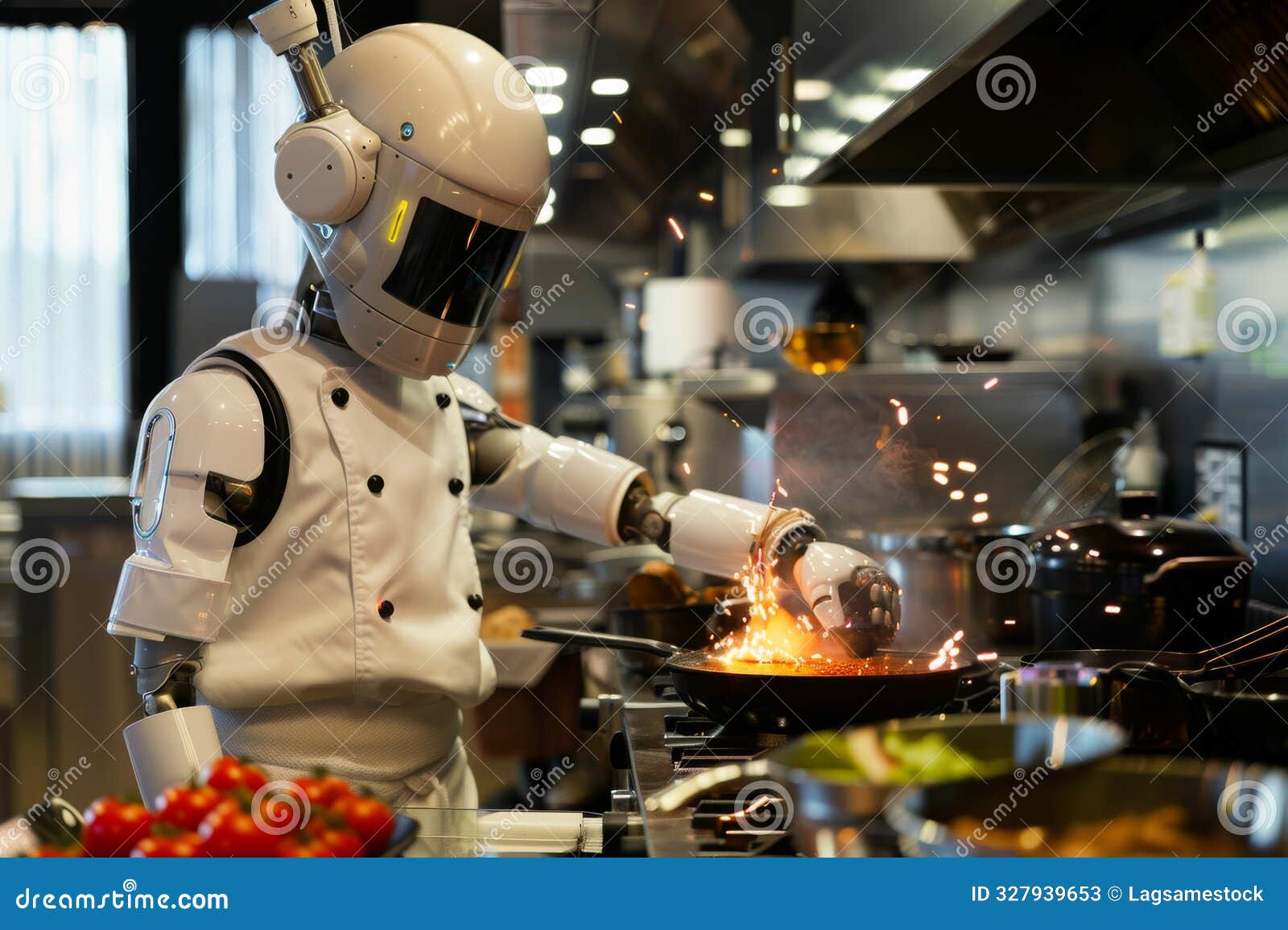 A Robot Chef Creating Dishes from Dreams Stock Illustration ...