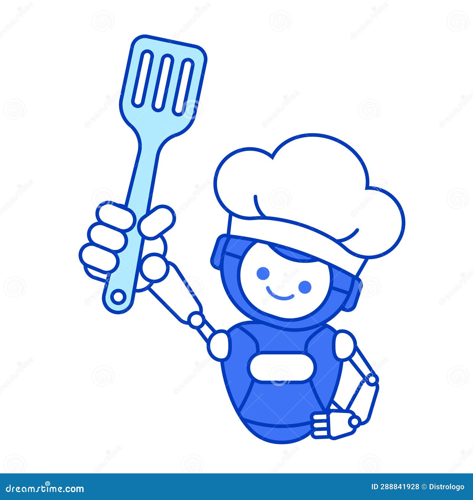 Robot Chef Holding Spatula Vector Illustration. Robot Chef Mascot ...