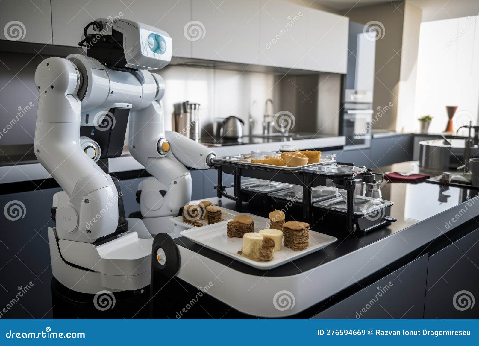 Robot Chef in the Kitchen, Preparing Breakfast with Advanced AI ...