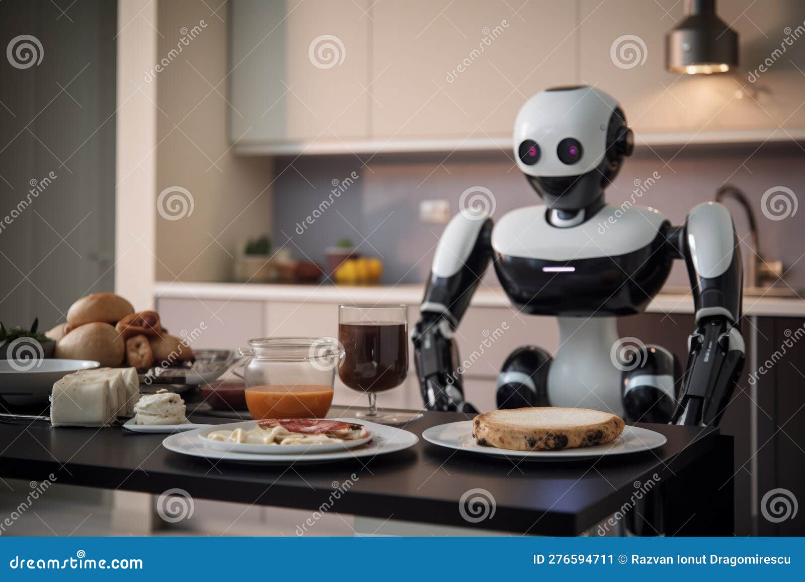 Robot Chef in the Kitchen, Preparing Breakfast with Advanced AI ...