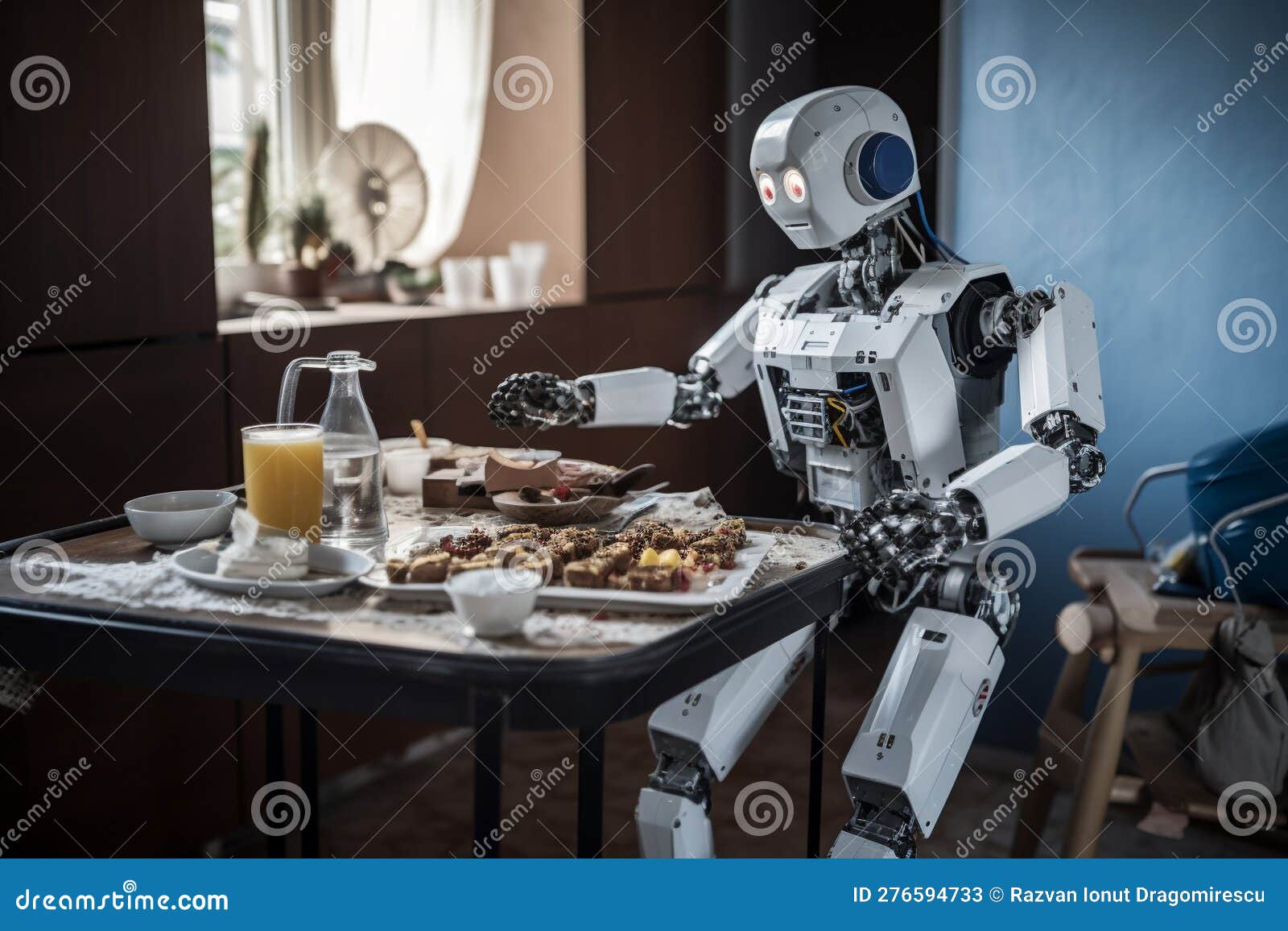 Robot Chef in the Kitchen, Preparing Breakfast with Advanced AI ...