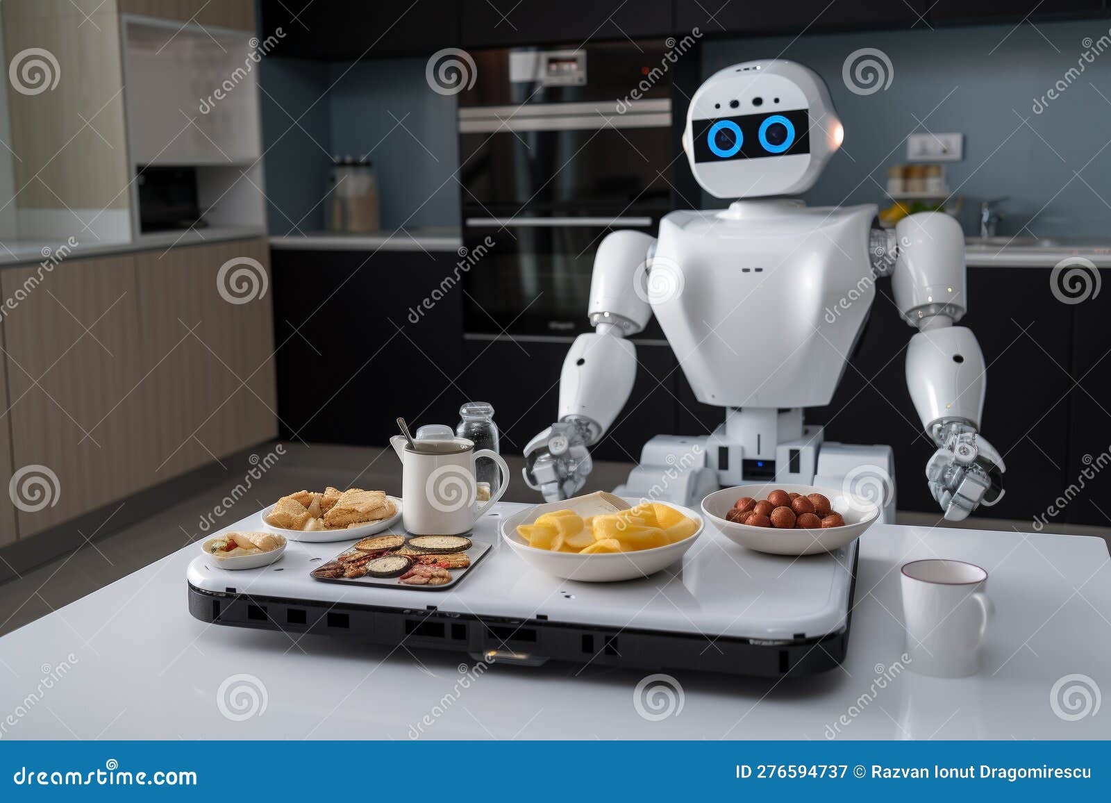 Robot Chef in the Kitchen, Preparing Breakfast with Advanced AI ...
