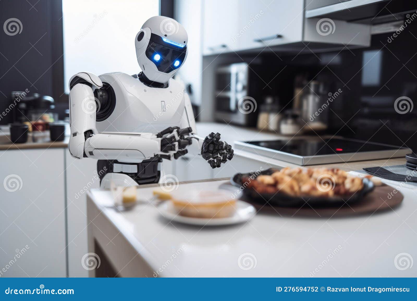 Robot Chef in the Kitchen, Preparing Breakfast with Advanced AI ...