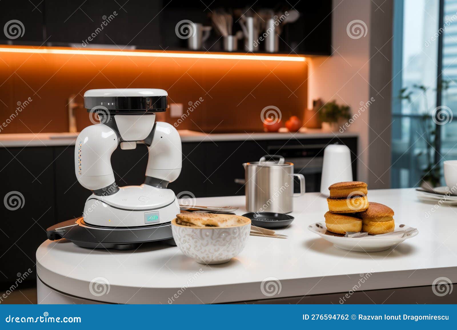 Robot Chef in the Kitchen, Preparing Breakfast with Advanced AI ...