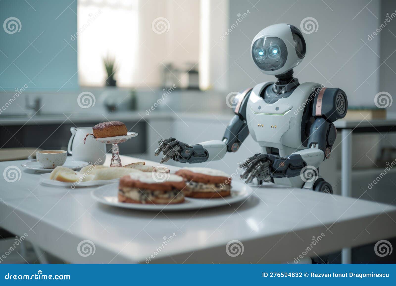 Robot Chef in the Kitchen, Preparing Breakfast with Advanced AI ...